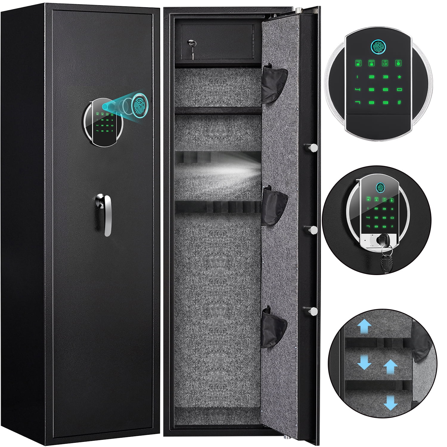 Omethey 57" Biometric Gun Safe, Quick Access Home Safe for Guns ...
