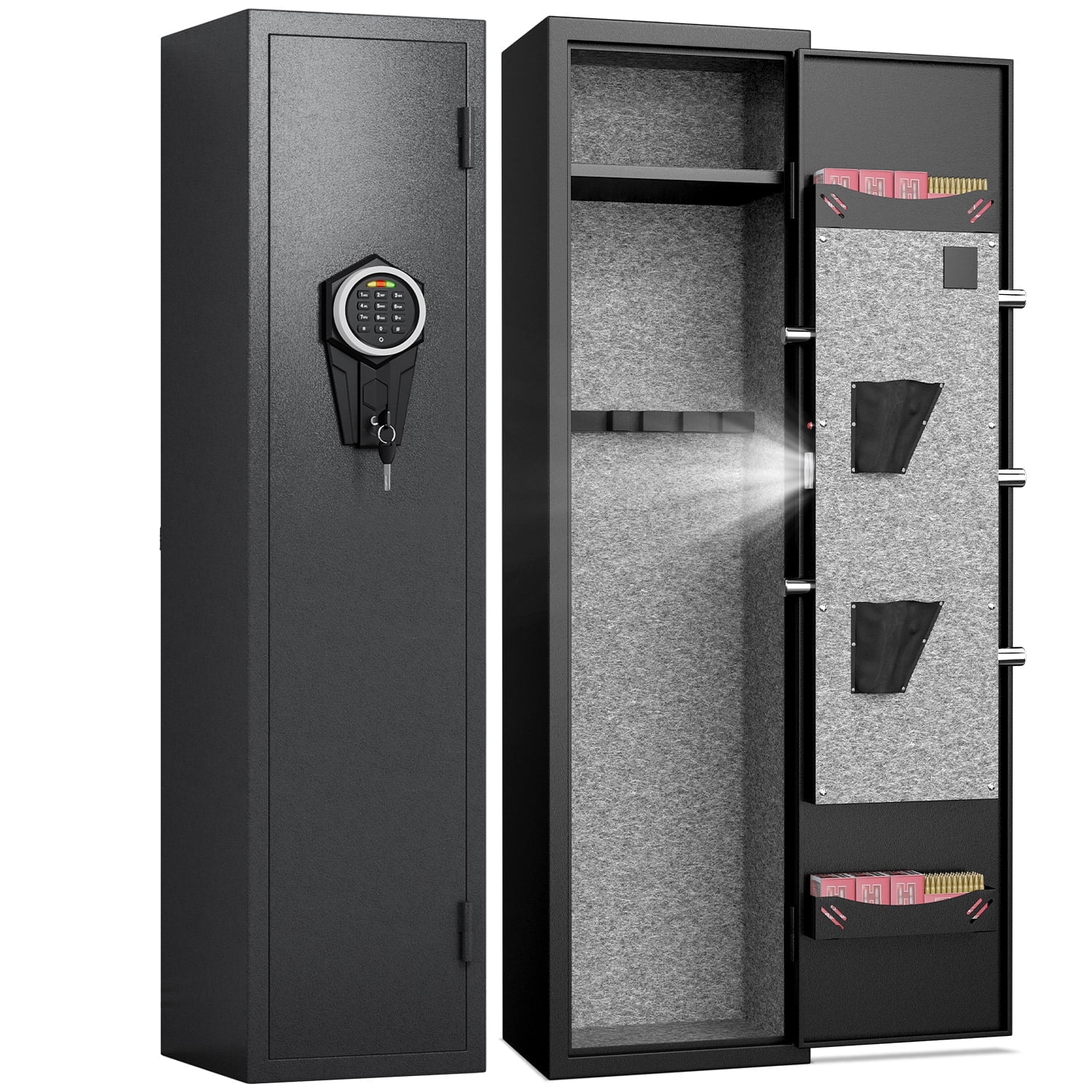Omethey Quick Access 2-Gun Safe for Rifles and Pistols - Silent Mode ...