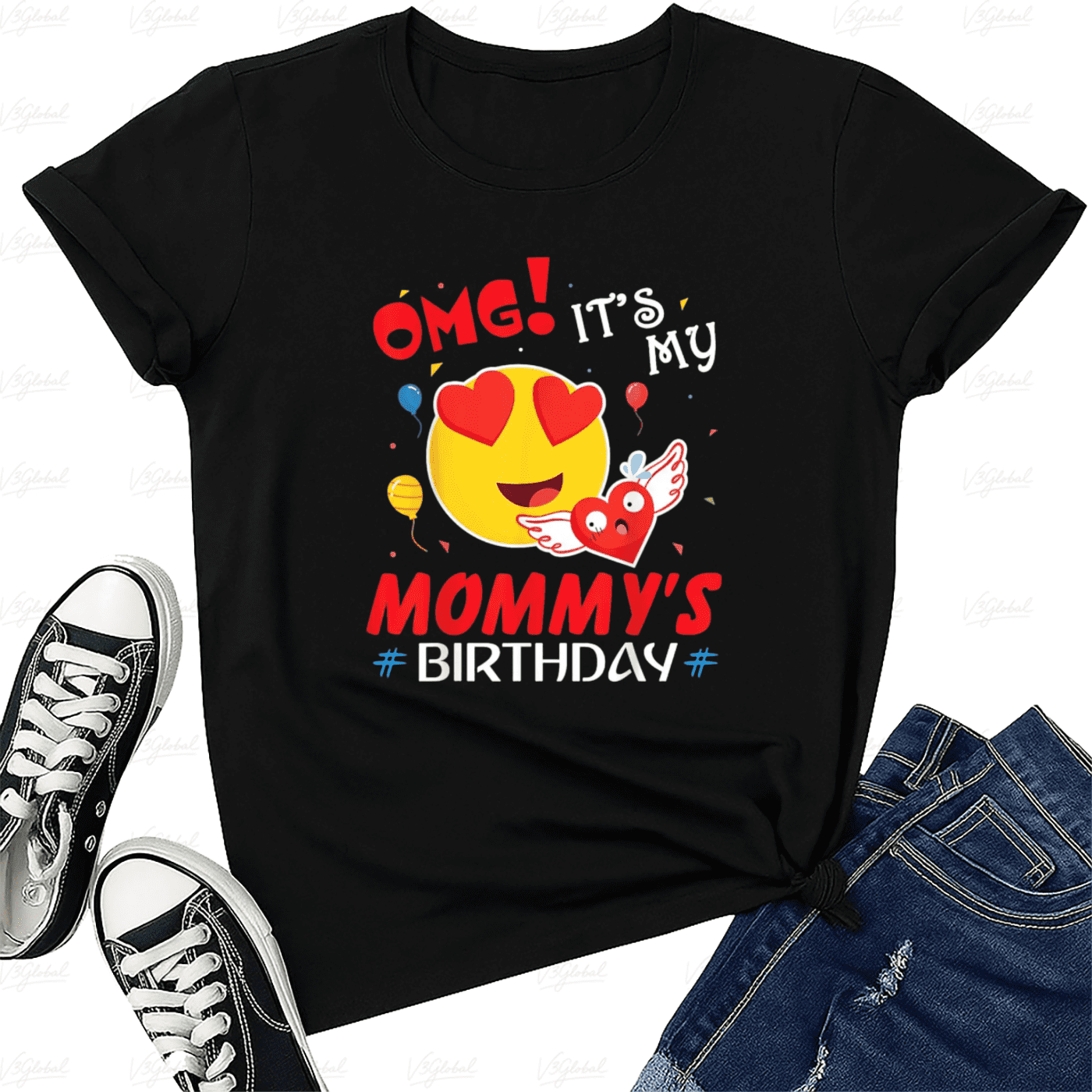 Omg It Is My Mommy's Birthday Funny Smile Balloon Heart up to Size 5XL ...