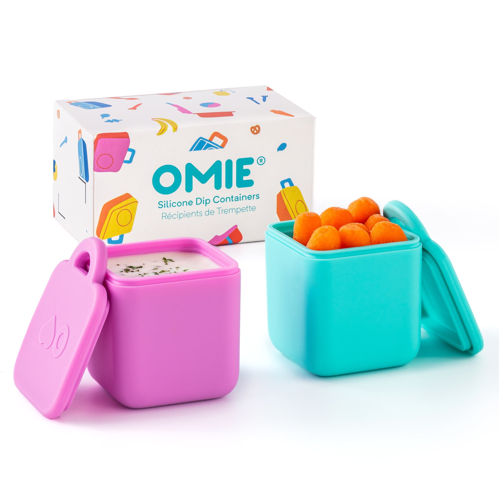 OmieBox Dip Containers, Leakproof, Food Grade Silicone, 4 oz, 2 Pack ...