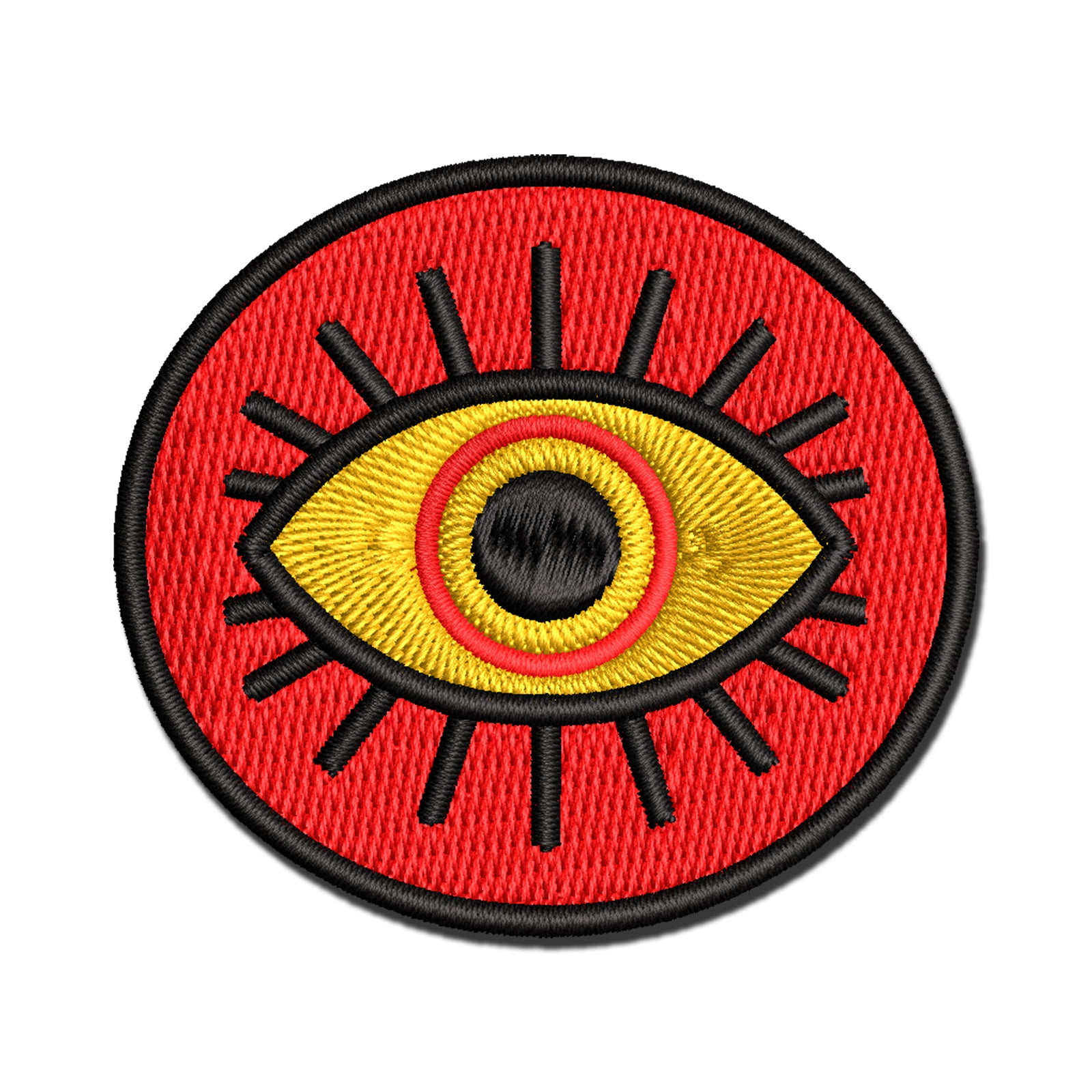 Ominous Eye with Eyelashes in Circle Applique Multi-Color Embroidered ...