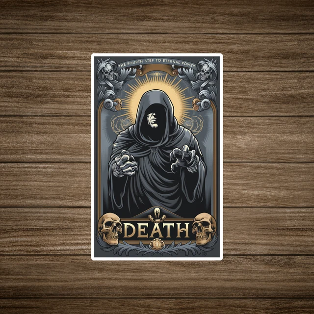 Ominous Grim Reaper Skull Art Sticker - Fourth Step To Eternal ...