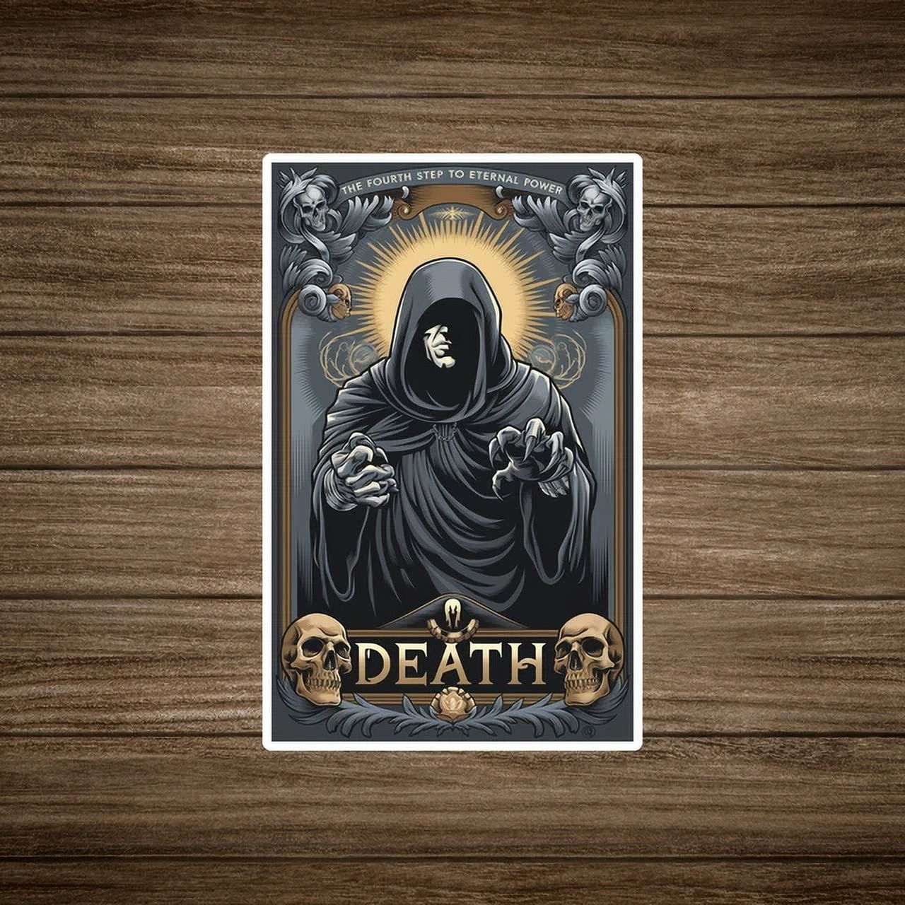 Ominous Grim Reaper Skull Art Sticker - Fourth Step To Eternal ...
