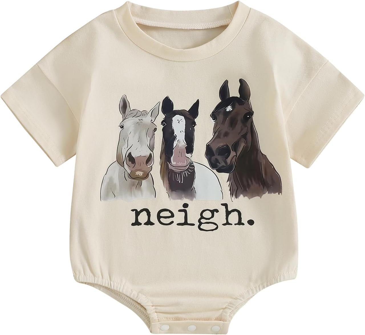 Omkzanbi Western Baby Girl Boy Summer Clothes Cow Print Bubble Romper Neigh Horse Bodysuit Cute ...