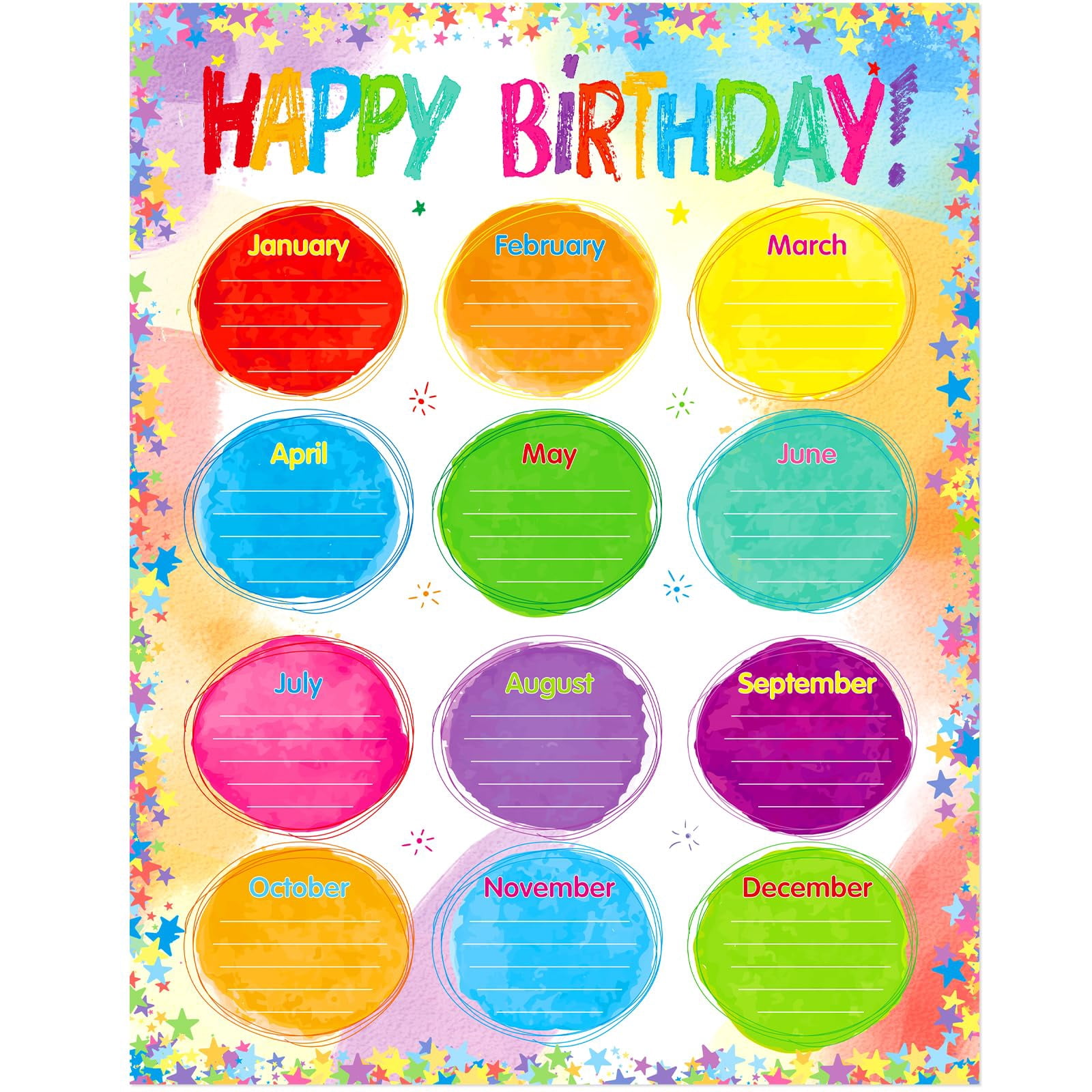 Omlisca Watercolor Happy Birthday Poster 2 Pack Birthday for Classroom ...