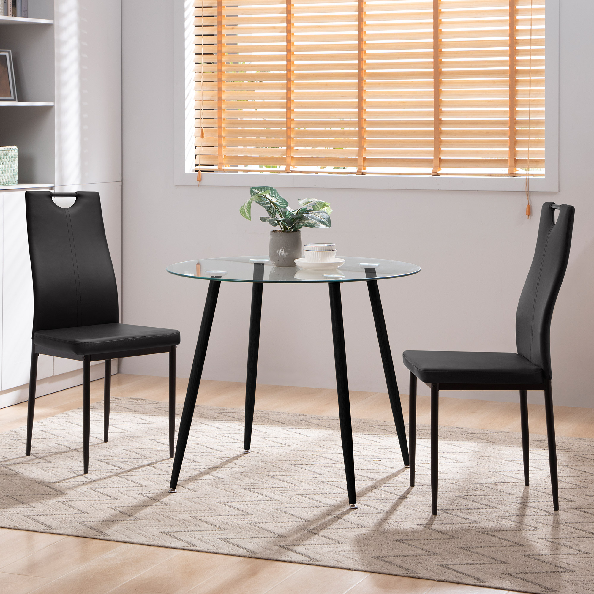 Omni House Dining Room Table Set for 2,Modern Space Saving Tempered ...