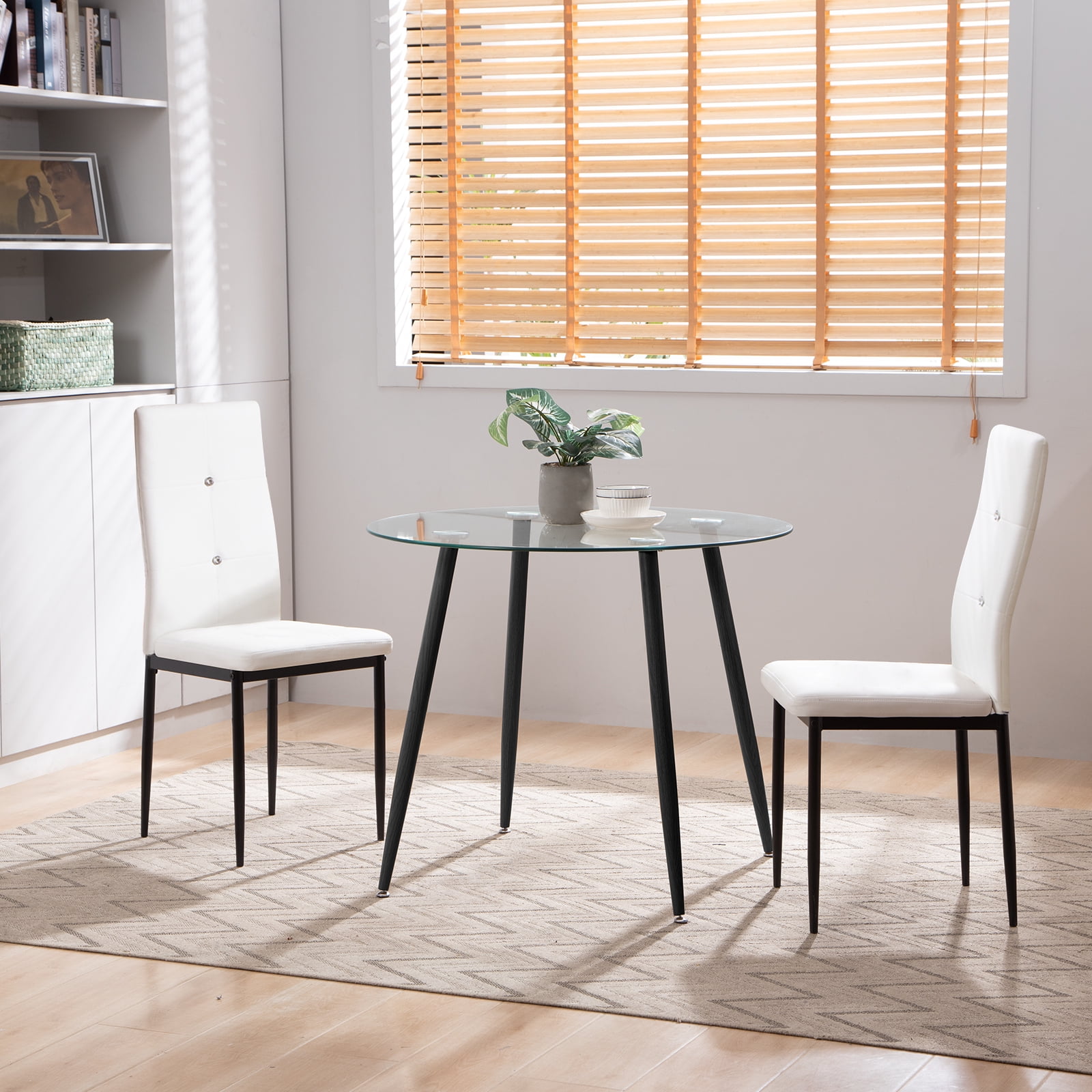 Omni House Dining Room Table Set for 2,Modern Tempered Glass Dining ...