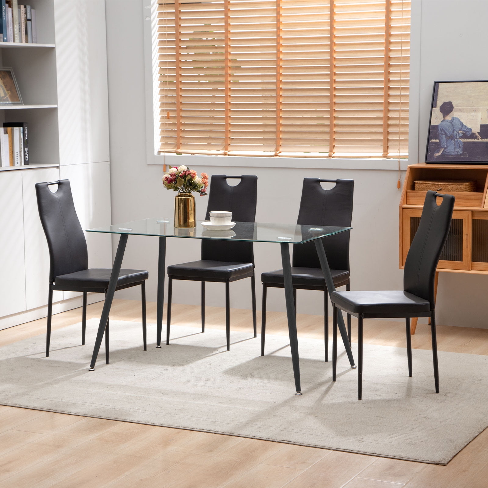 Omni House Dining Room Table Set For 4 Modern Space Saving Tempered