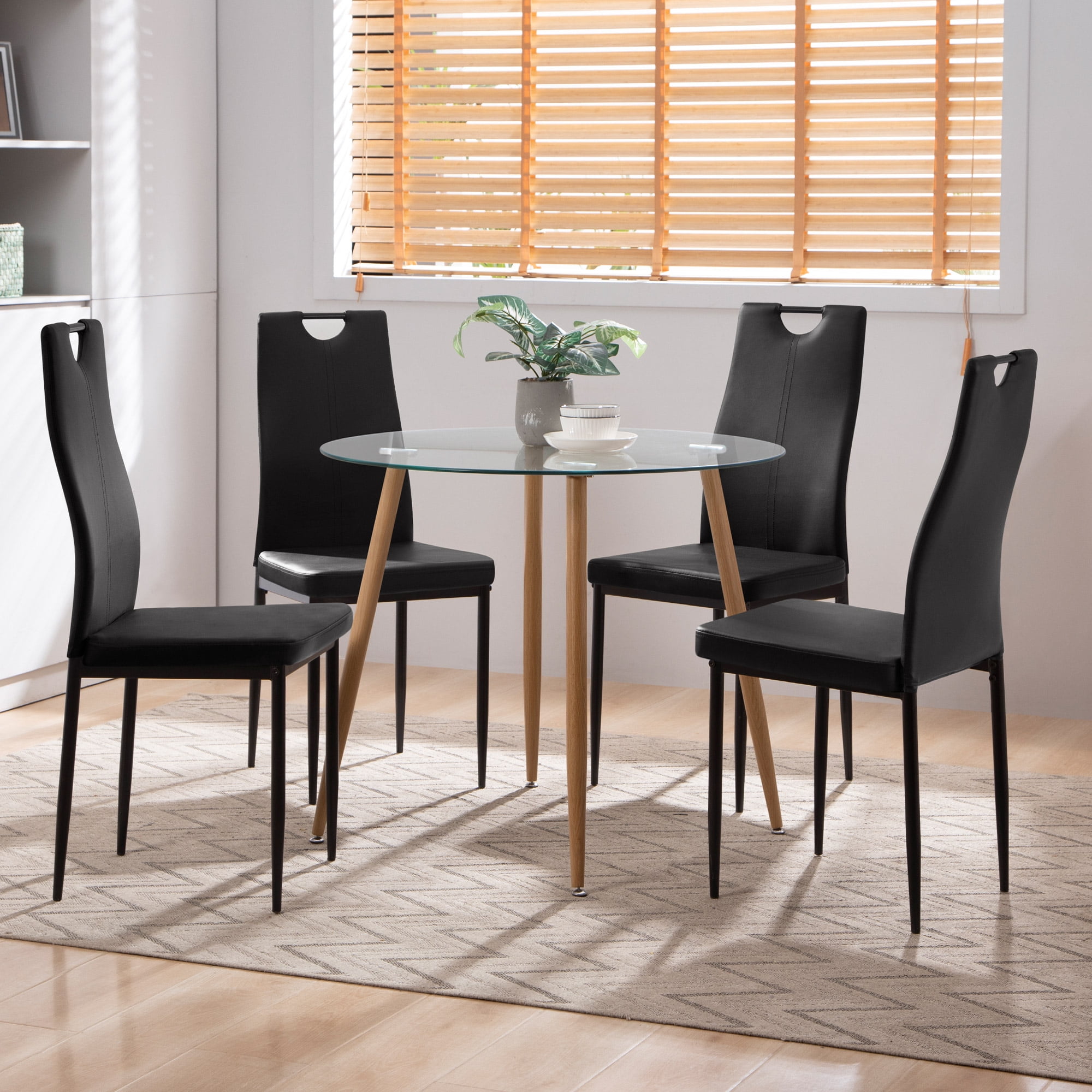 Omni House Dining Room Table Set For 4 Modern Space Saving Tempered