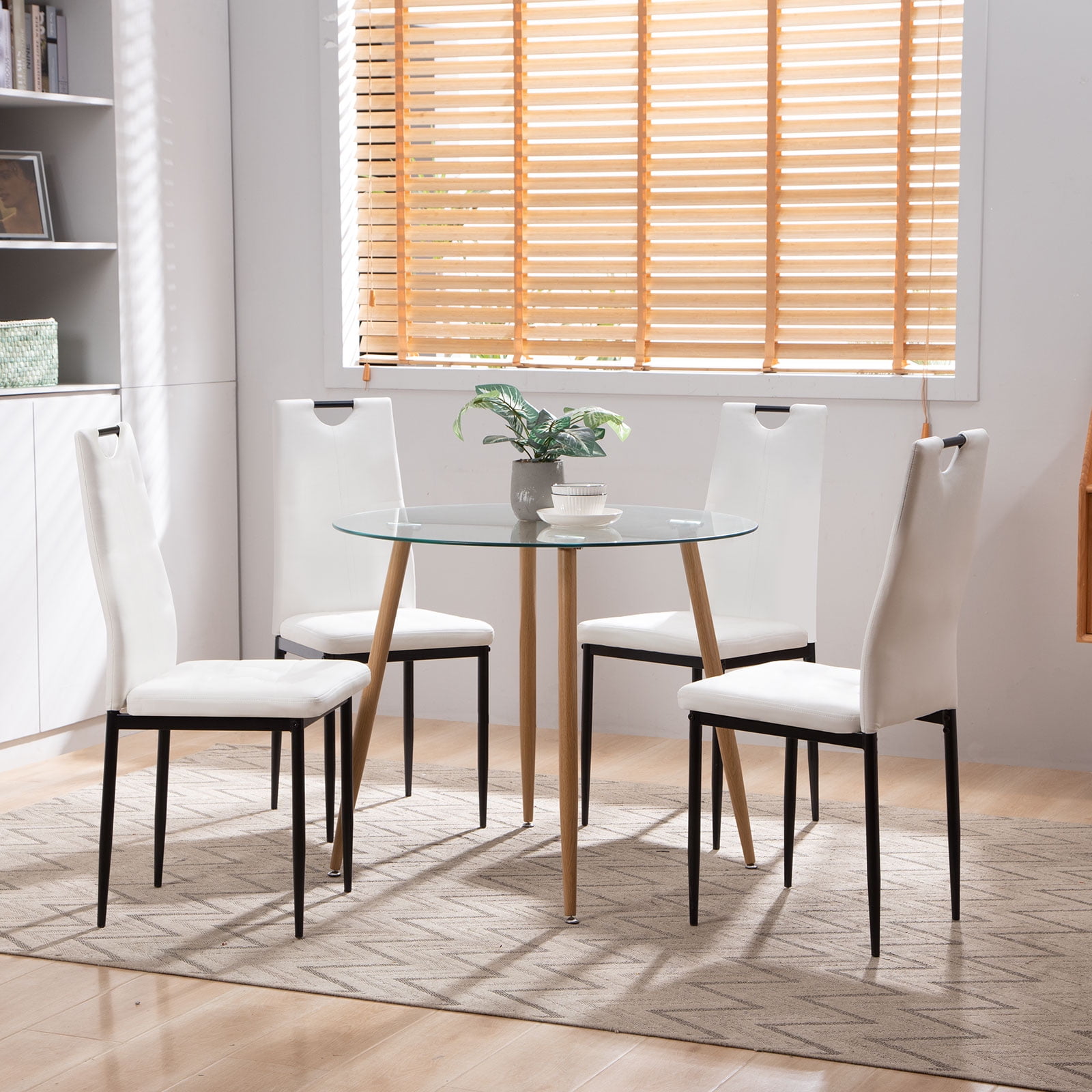 Omni House Dining Room Table Set for 4,Modern Space Saving Tempered ...