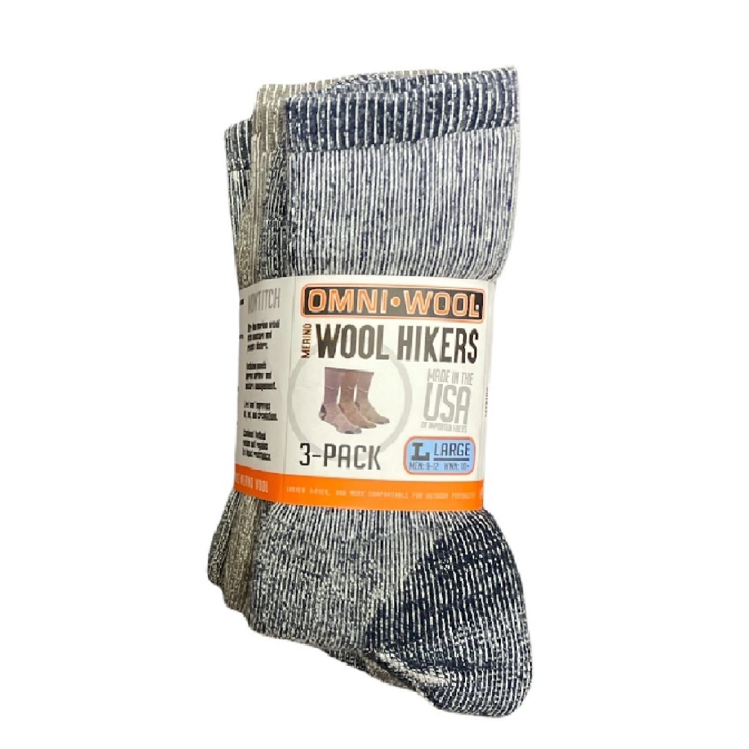 Omni Wool Unisex Merino Wool Multi-Sport Warm Hikers Hunting Socks, 3 ...