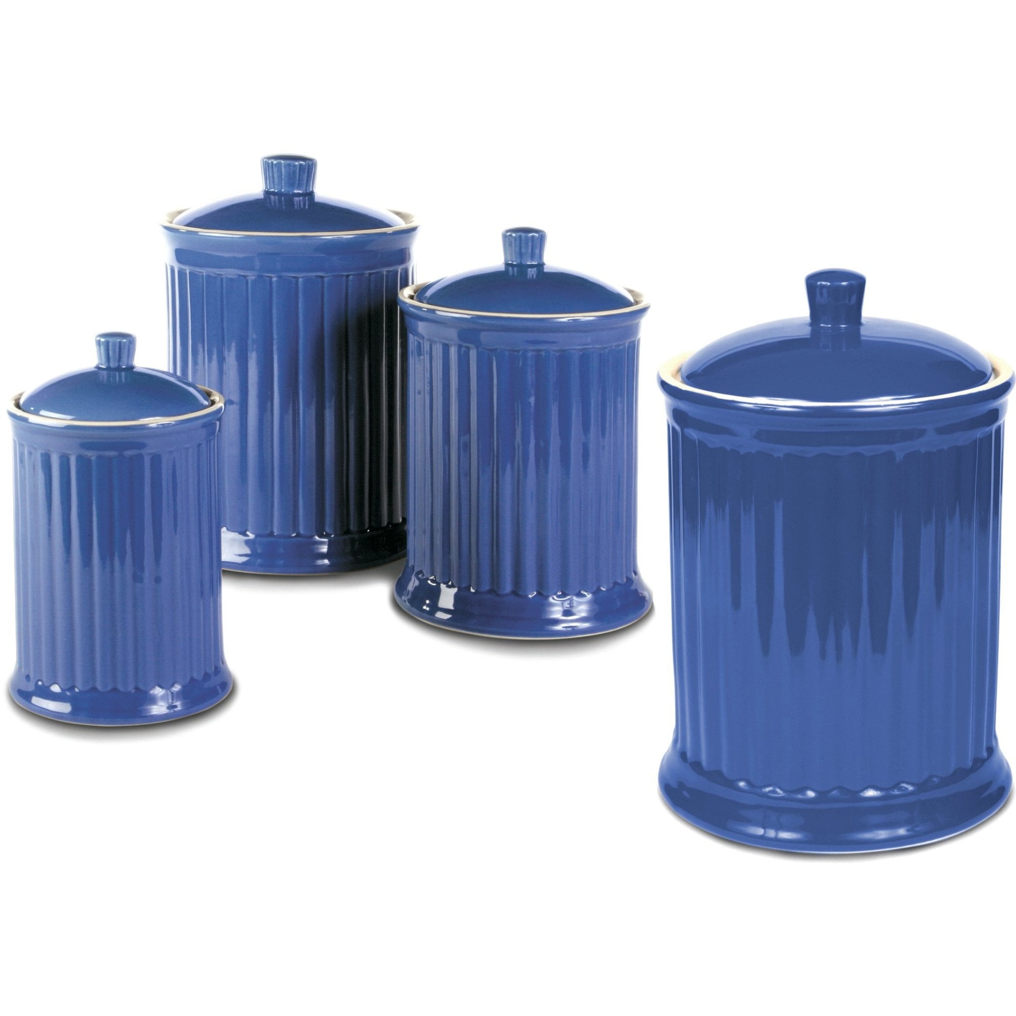 OmniWare Simsbury Blue Stoneware Canister, Set of 4 - Walmart.com