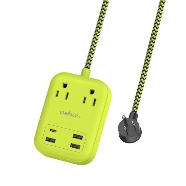 Omnibar 6 ft. 6 Outlets 4 USB Port Power Strip Surge Protector, Yellow ...