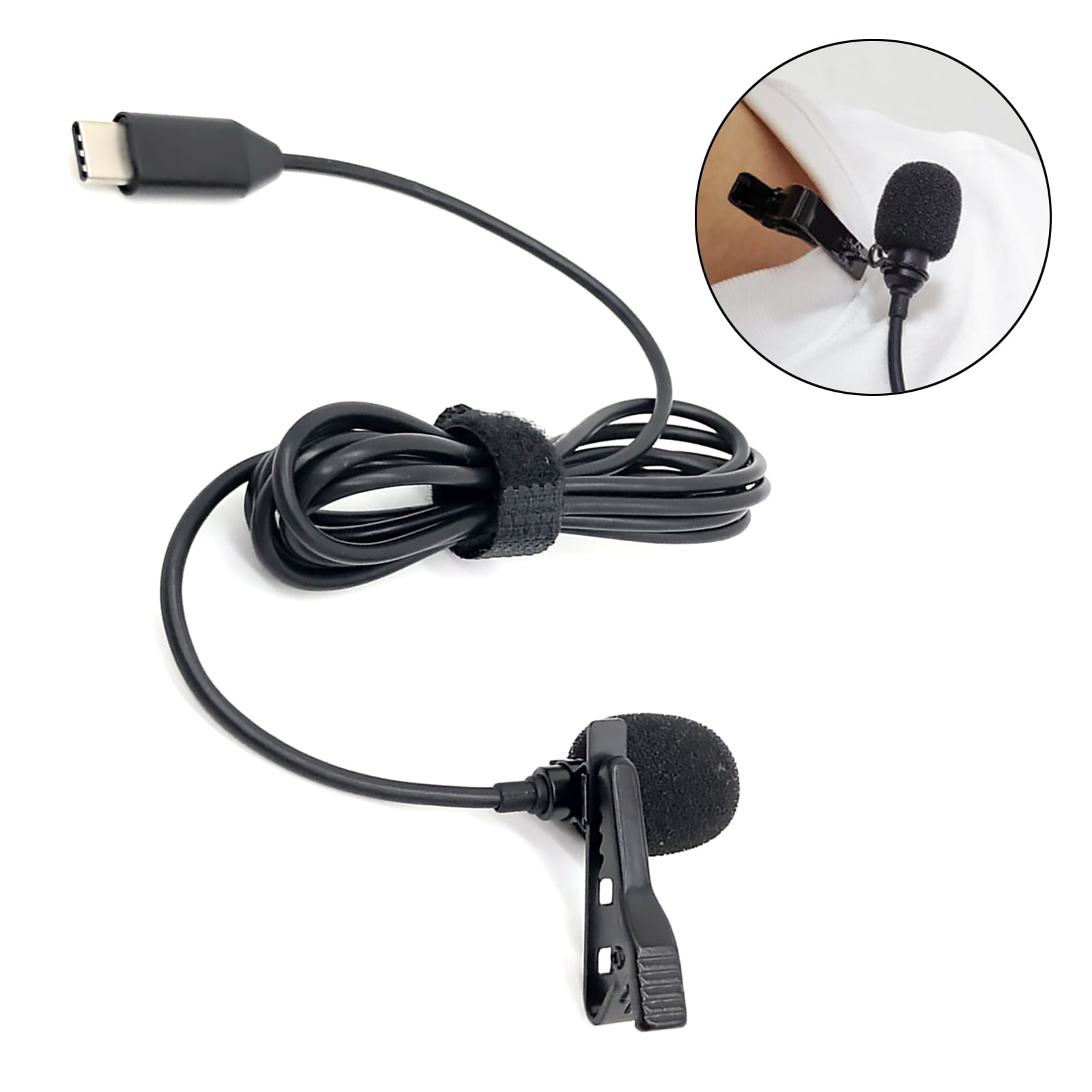 Omnidirectional Microphone USB Type C Lavalier Tie Clip Microphone Mini ...