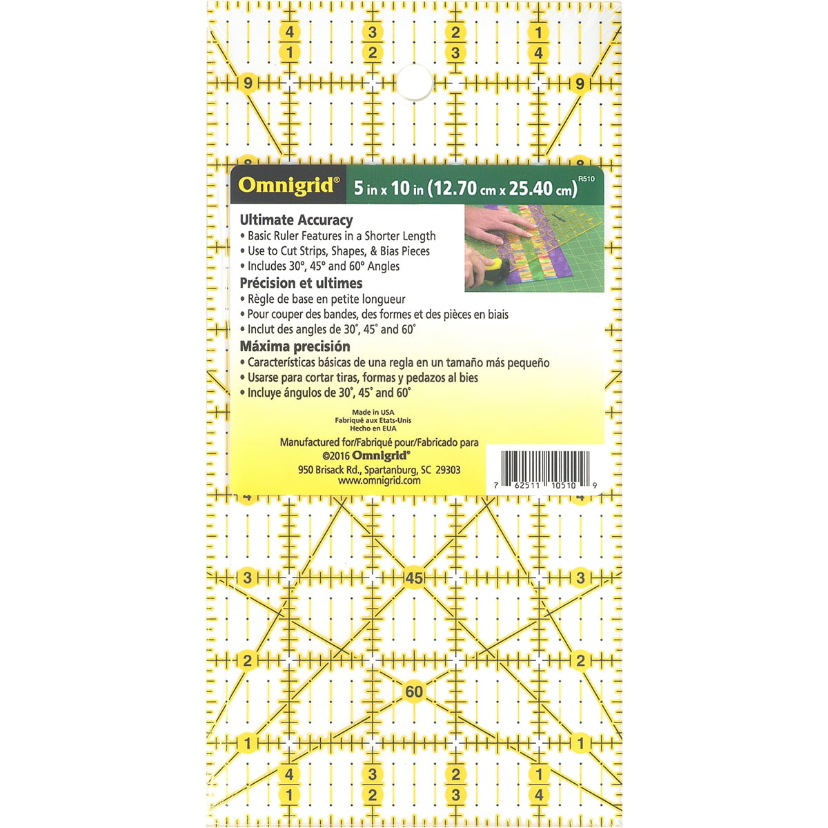 Omnigrid 5" x 10" Ruler, Rectangle Quilter's Ruler - Walmart.com