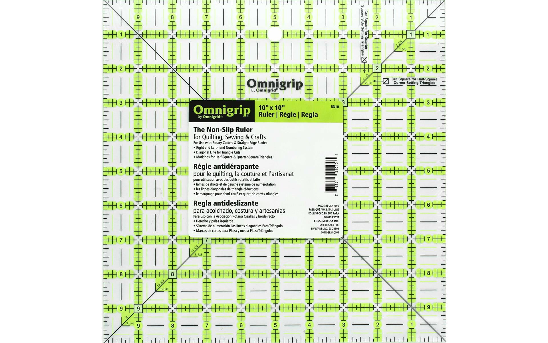 Omnigrip 10" x 10" Non-Slip Square Quilting Ruler by Omnigrid - Walmart.com