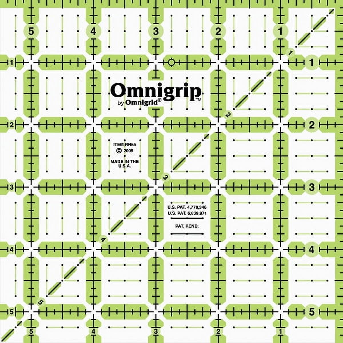 Omnigrid Omnigrip 5-1/2" Non-Slip Square Quilting Ruler, Acrylic ...