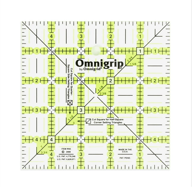 Omnigrid Omnigrip 5" x 5" Non-Slip Square Quilting Ruler, Acrylic, for ...