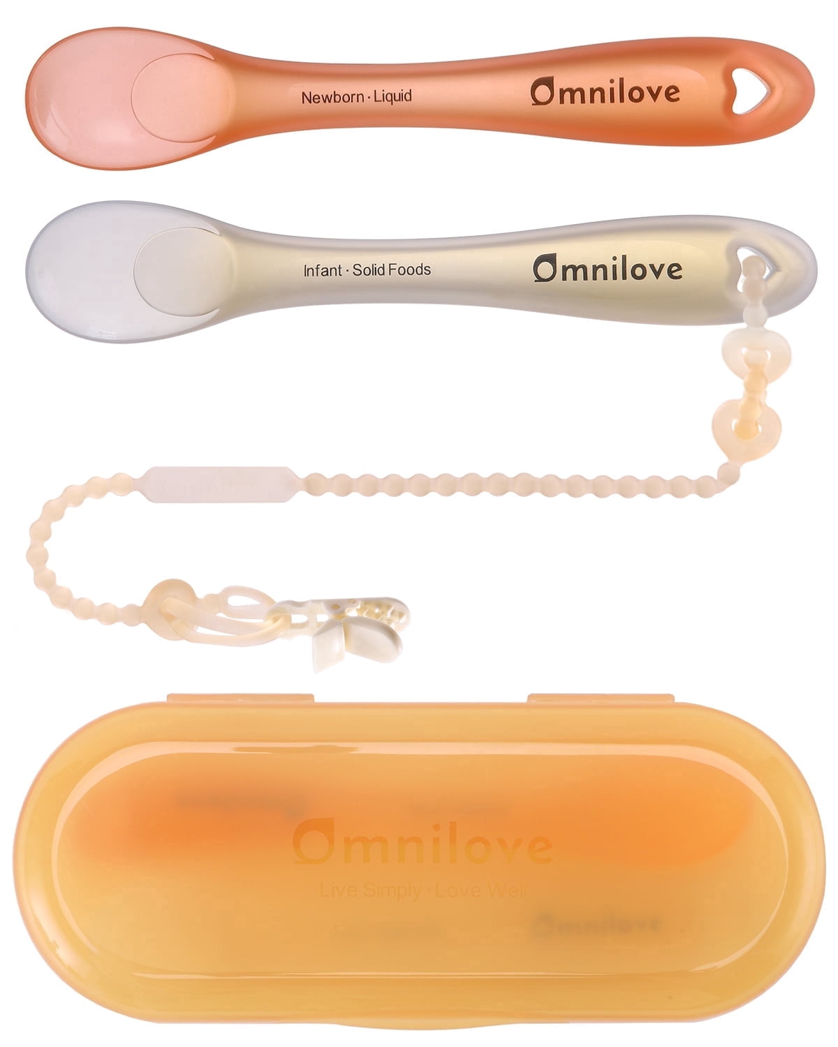 Omnilove Silicone Baby Spoons 2-Pack with Case, New Born Self Feeding ...