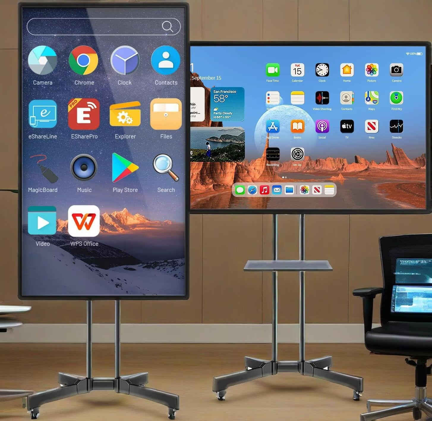 OmninexHub 49 Inch 4K Smart Board Touch Digital Electronic Calendar, Monitor Interactive ...