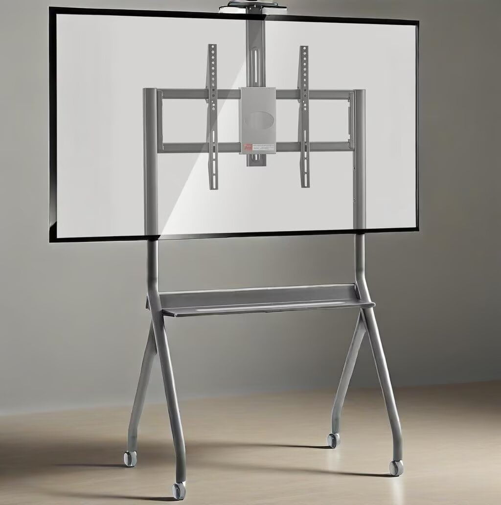 OmninexHub Mobile TV Cart Rolling TV Stand with Adjustable Shelf up To ...