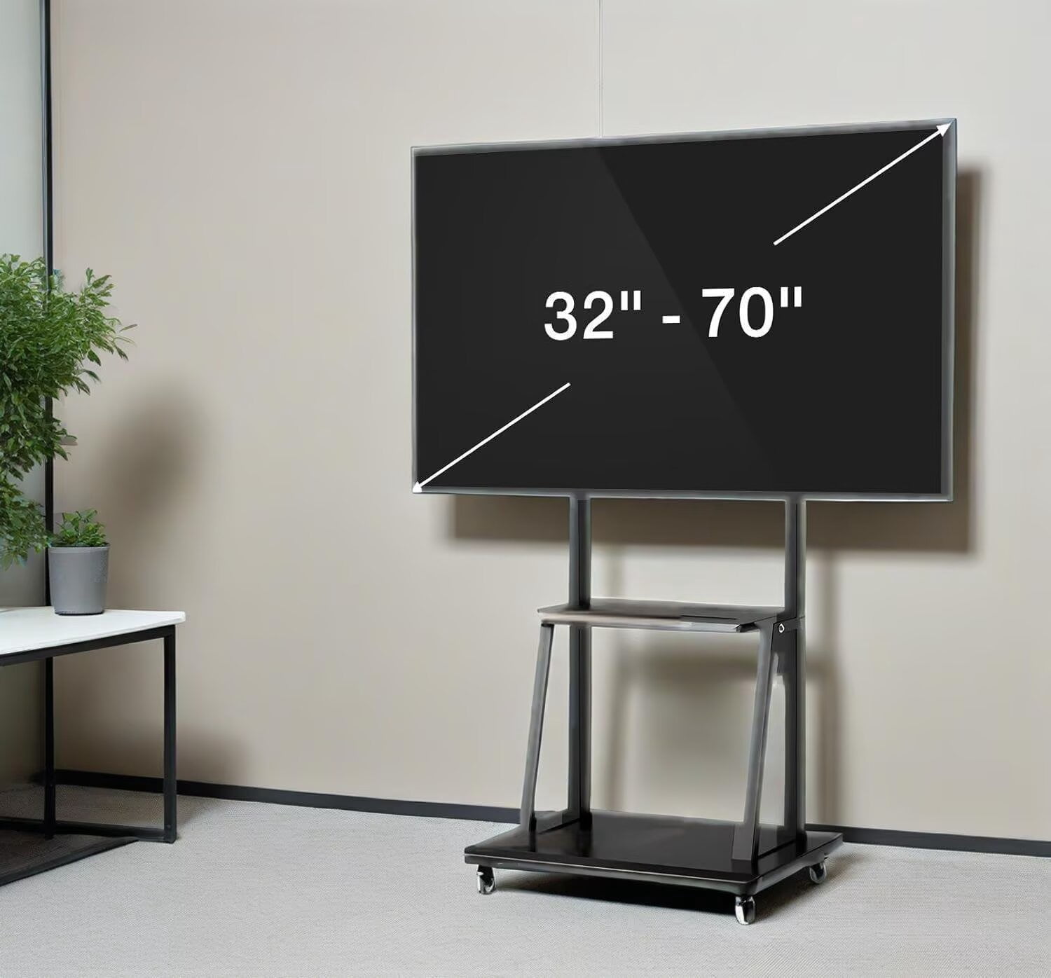 OmninexHub Smart Board Cart Rolling TV Stand with Adjustable Shelf up ...
