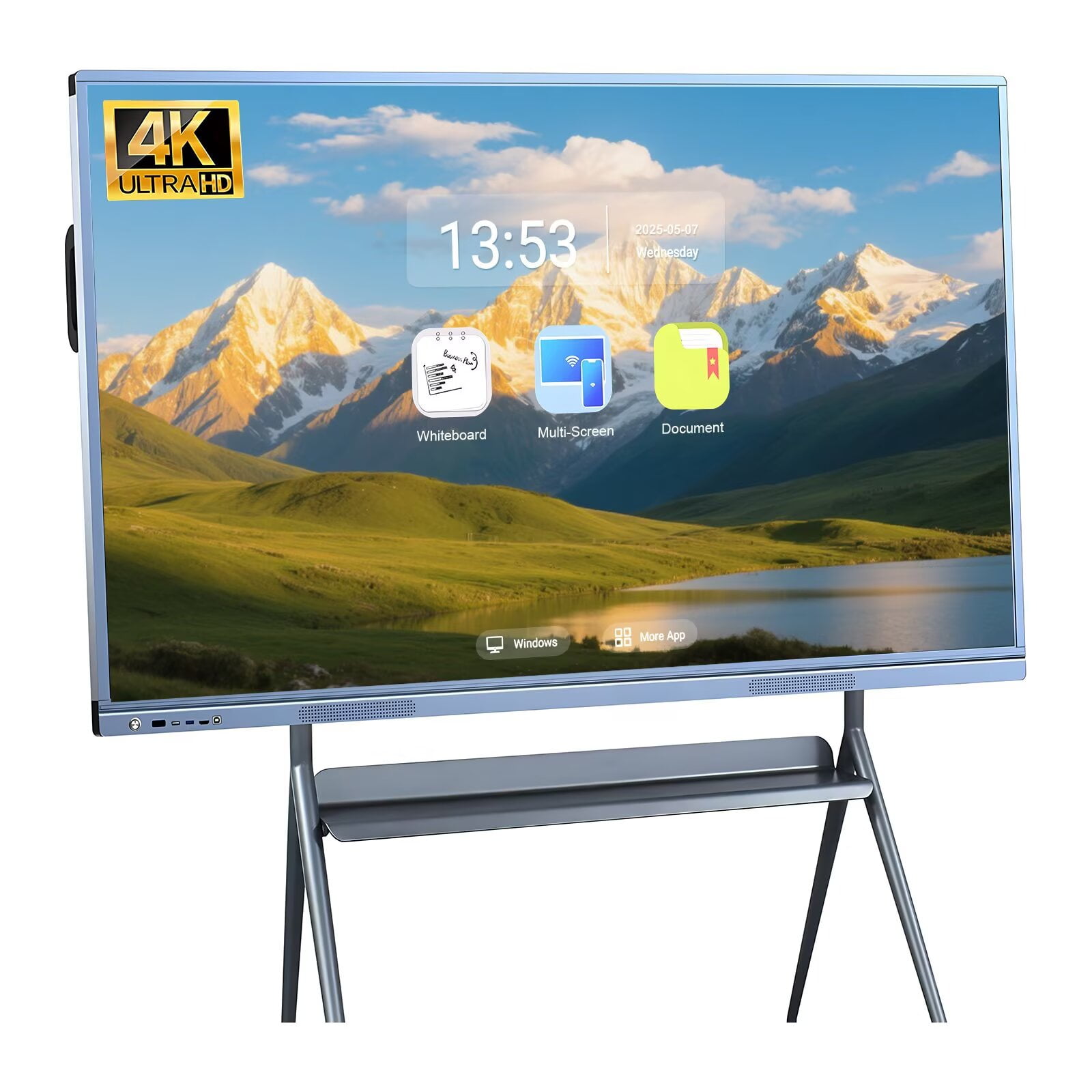 OmninexHub TV Stand With Wheels, Height Adjustable Mobile TV Cart With ...