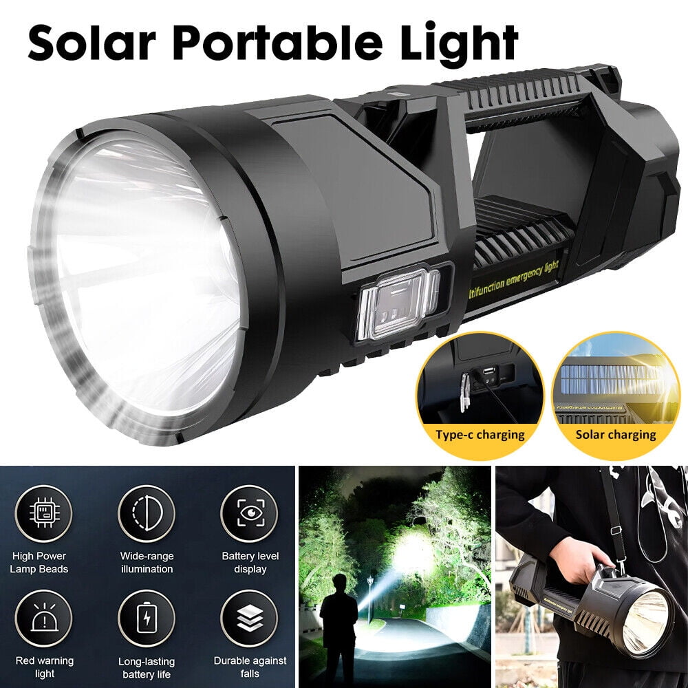 Omorc Rechargeable Outdoor Searchlight, P70 Ultra-Bright LED Solar ...
