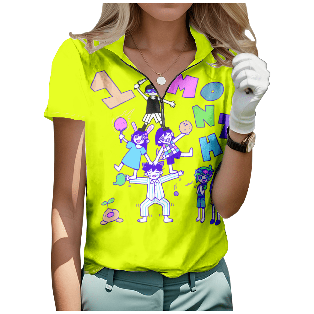 Omori Game Short Sleeve Mock Neck Unique Tee Hip Hop Zip Neck Clothes ...