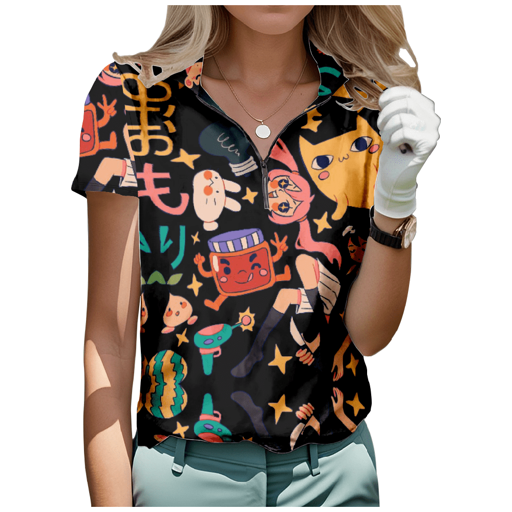 Omori Standing Neck Golf Women's Short Sleeved Shirt Anime Streetwear ...