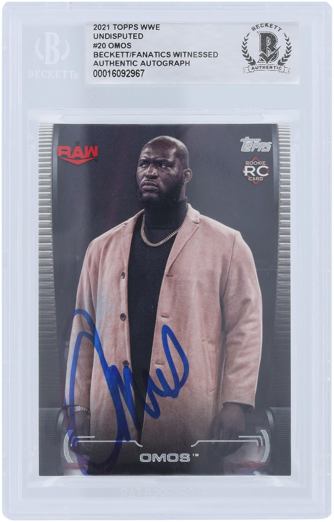 Omos WWE Autographed 2021 Topps Undisputed #20 Beckett Fanatics ...