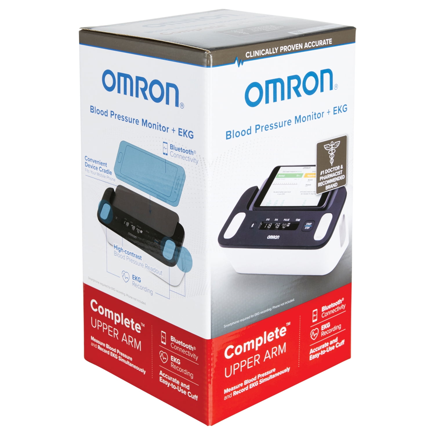 Omron Complete Wireless Upper Arm Blood Pressure Monitor and Single-Lead EKG Monitor and 7-In ...
