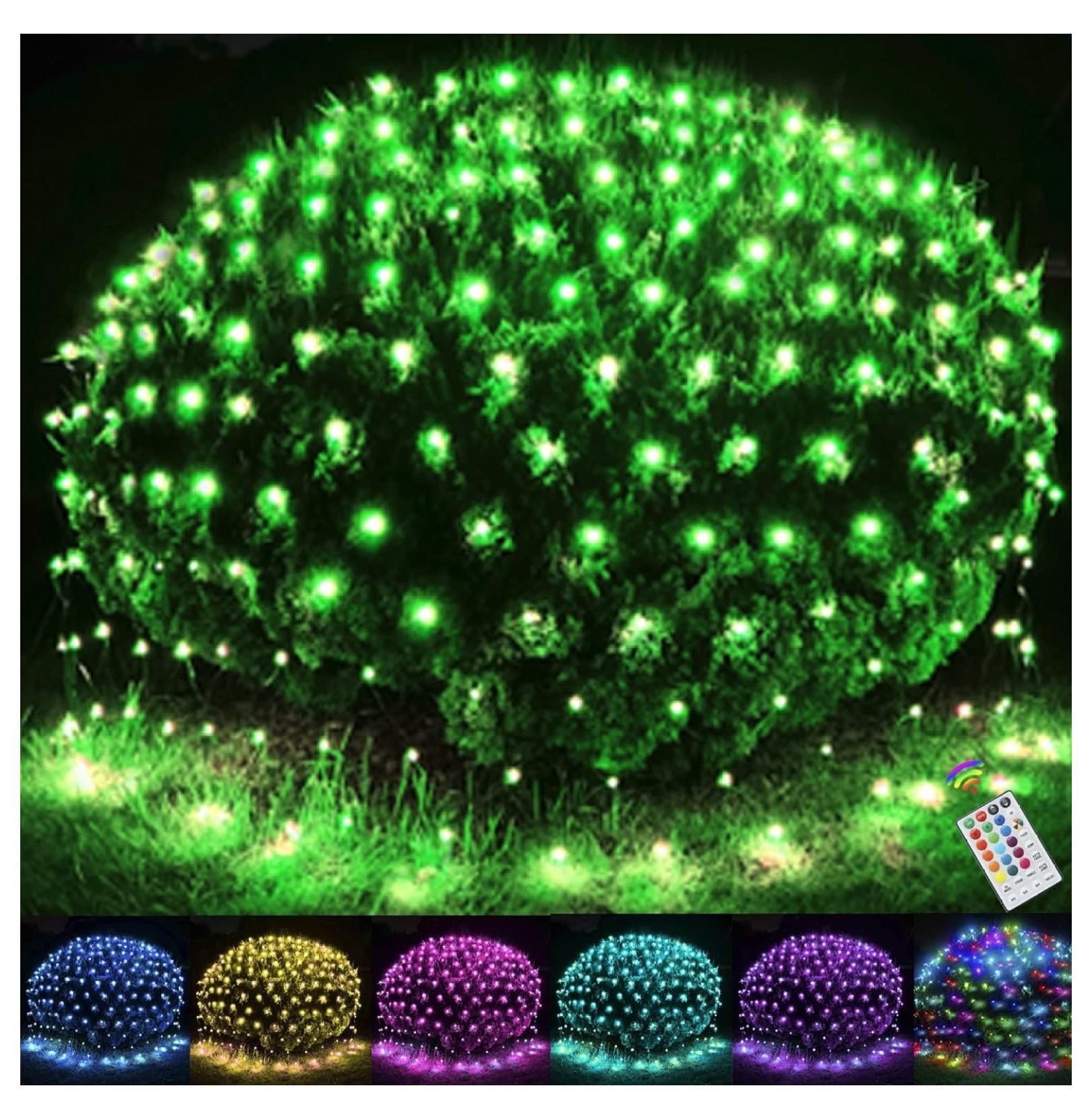 Omsix 14.8ft x 5ft Christmas Net Lights, 240LED Color Changing Outdoor ...