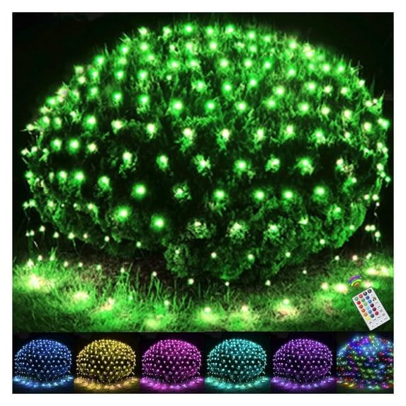 Omsix 14.8ft x 5ft Christmas Net Lights, 240LED Color Changing Outdoor ...