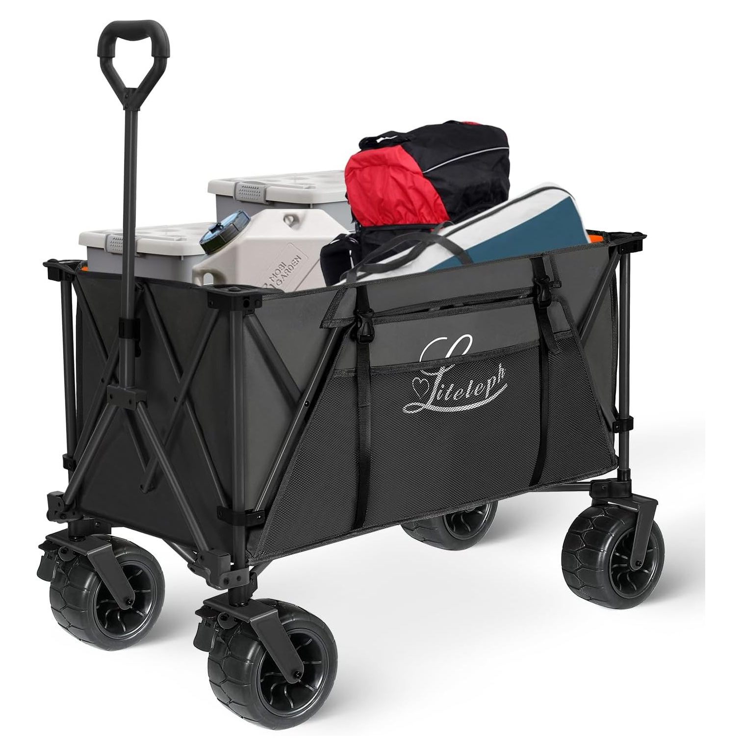 Omsix 230L Collapsible Wagons Carts with Big Wheels Heavy Duty Foldable ...