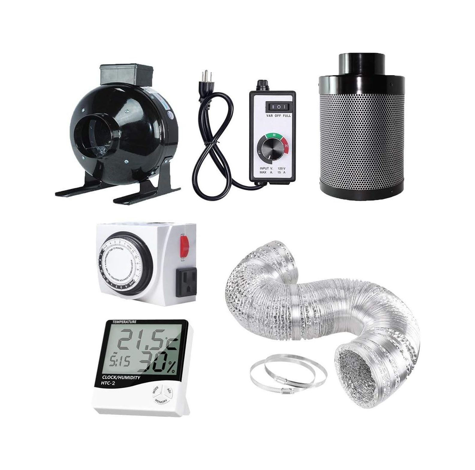 Omsix 4 Inch Inline Fan Filter 25 Feet Ducting Kit with Fan Speed ...