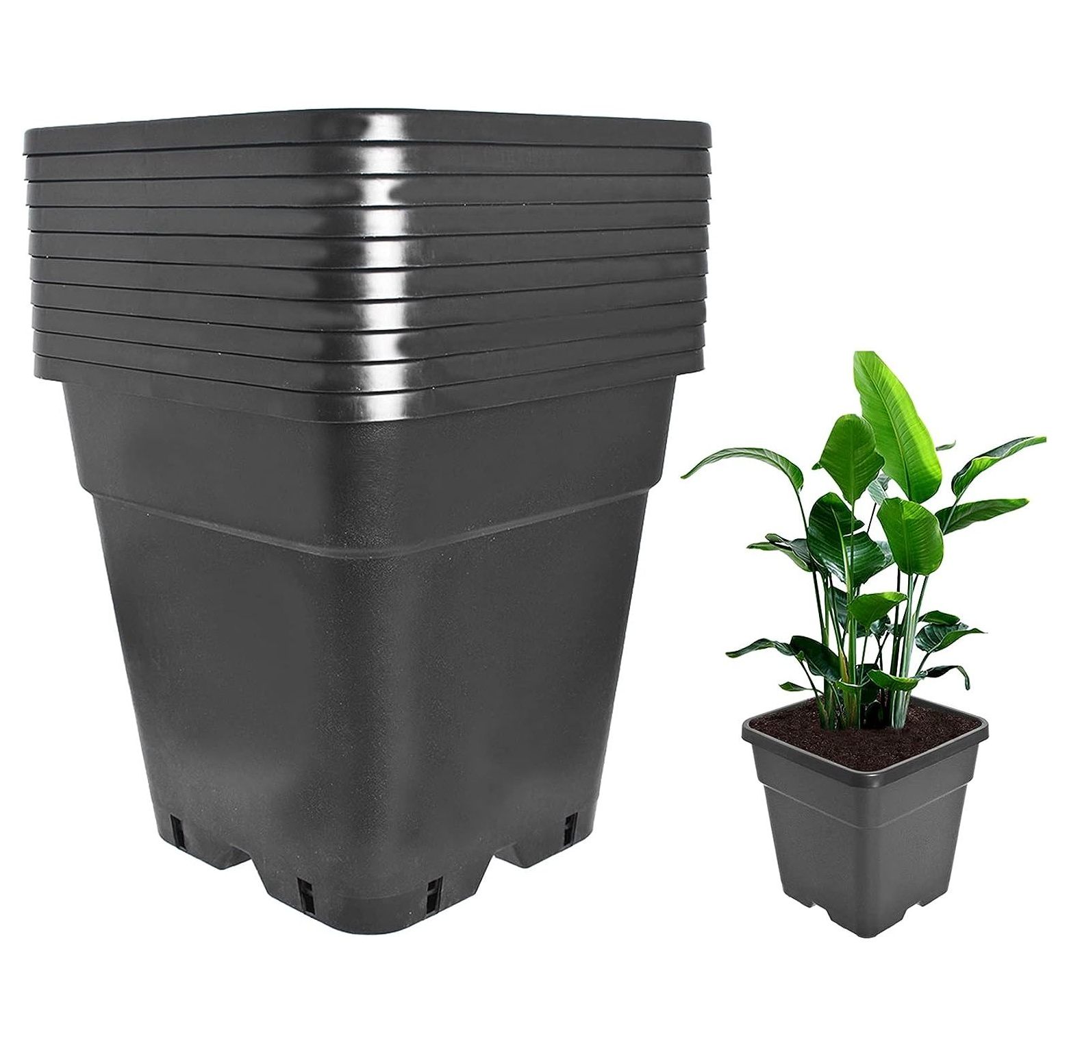 Omsix Plant Pots Flower Pot 10-Pack 3 Gallon Planter Nursery Pot Garden ...