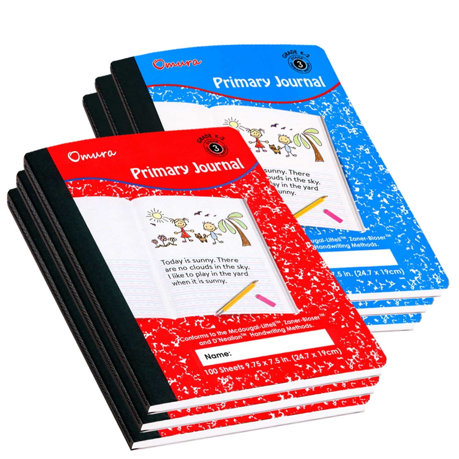 Omura PRIMARY JOURNAL NOTEBOOK, Grades K-2, Half Page Ruled, 100 Sheets ...