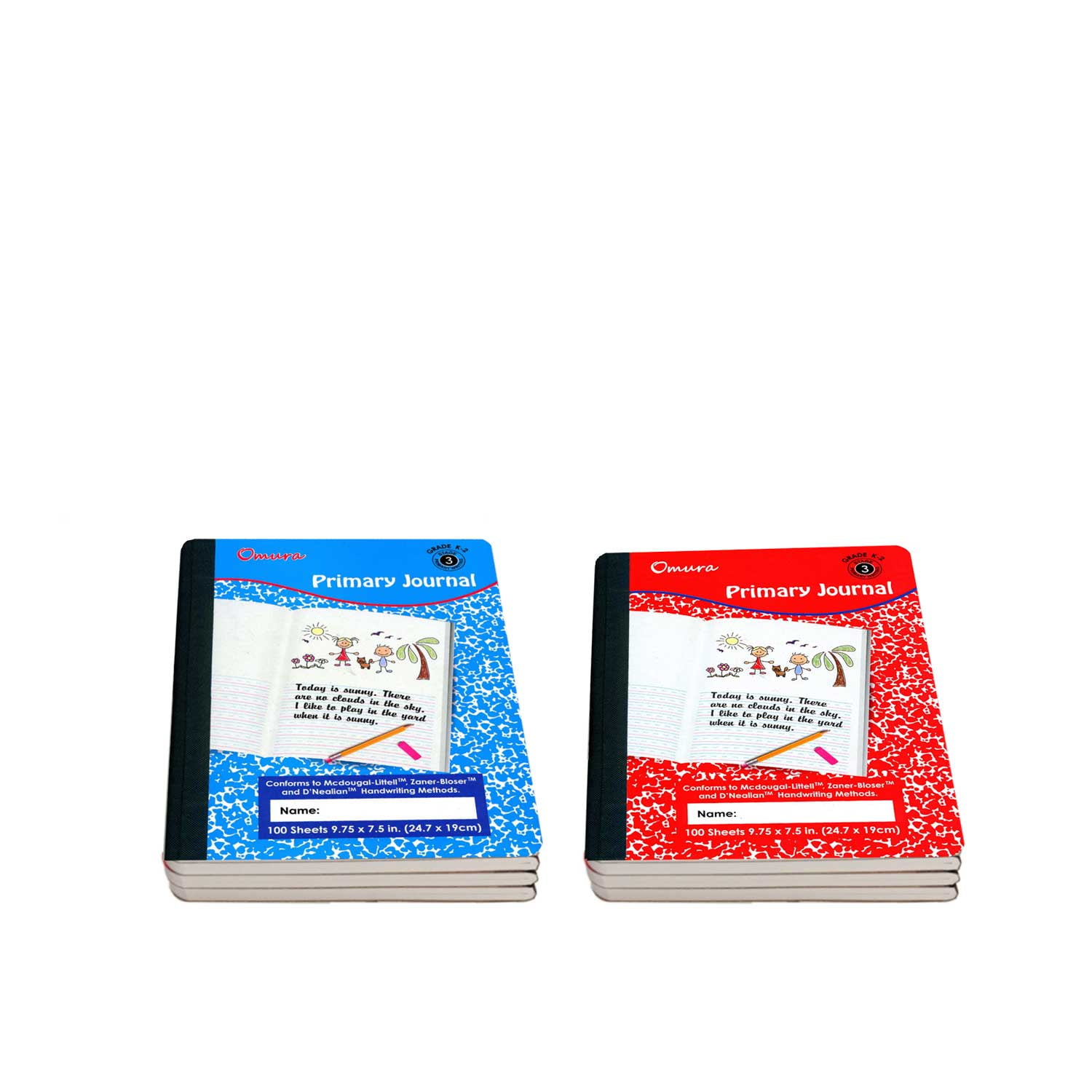 Omura PRIMARY JOURNAL NOTEBOOK Grades K-2, Half Page Ruled Composition ...