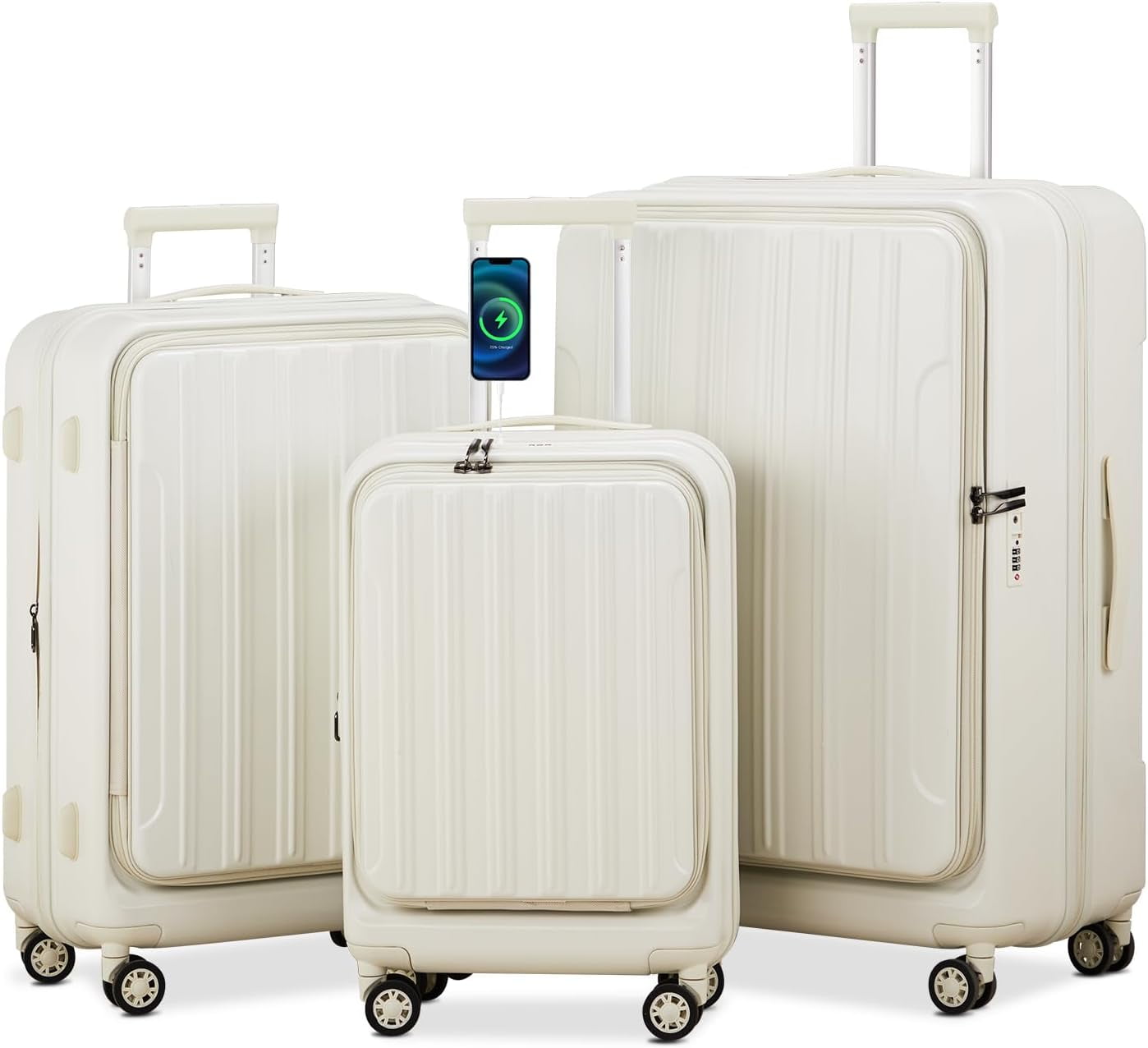 OmySalon Expandable Luggage, PC+ABS Hardshell Luggage, USB Port 360 ...