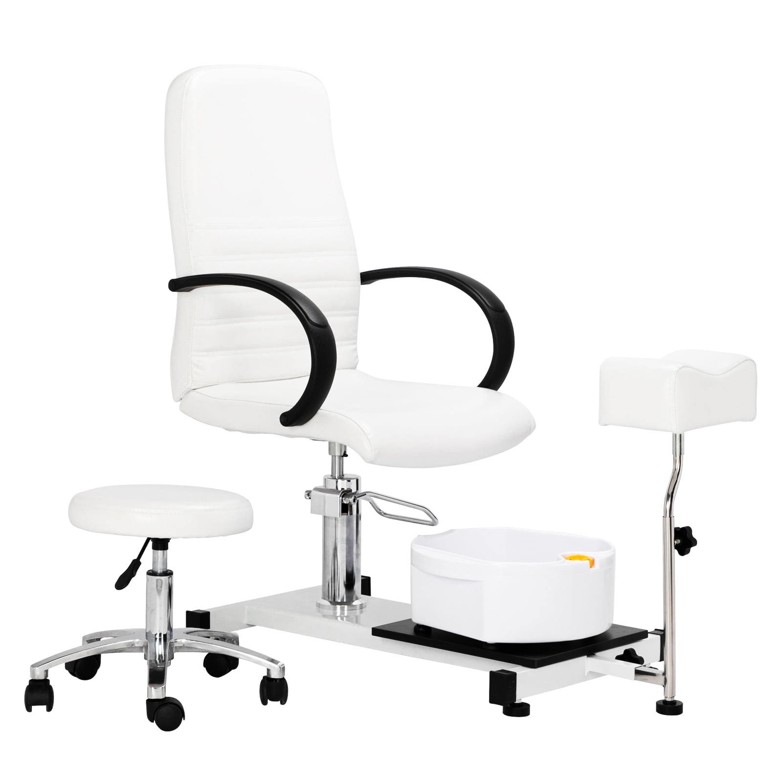 OmySalon White Pedicure Chair with Stool, Hydraulic Pedi Unit, Bubble ...