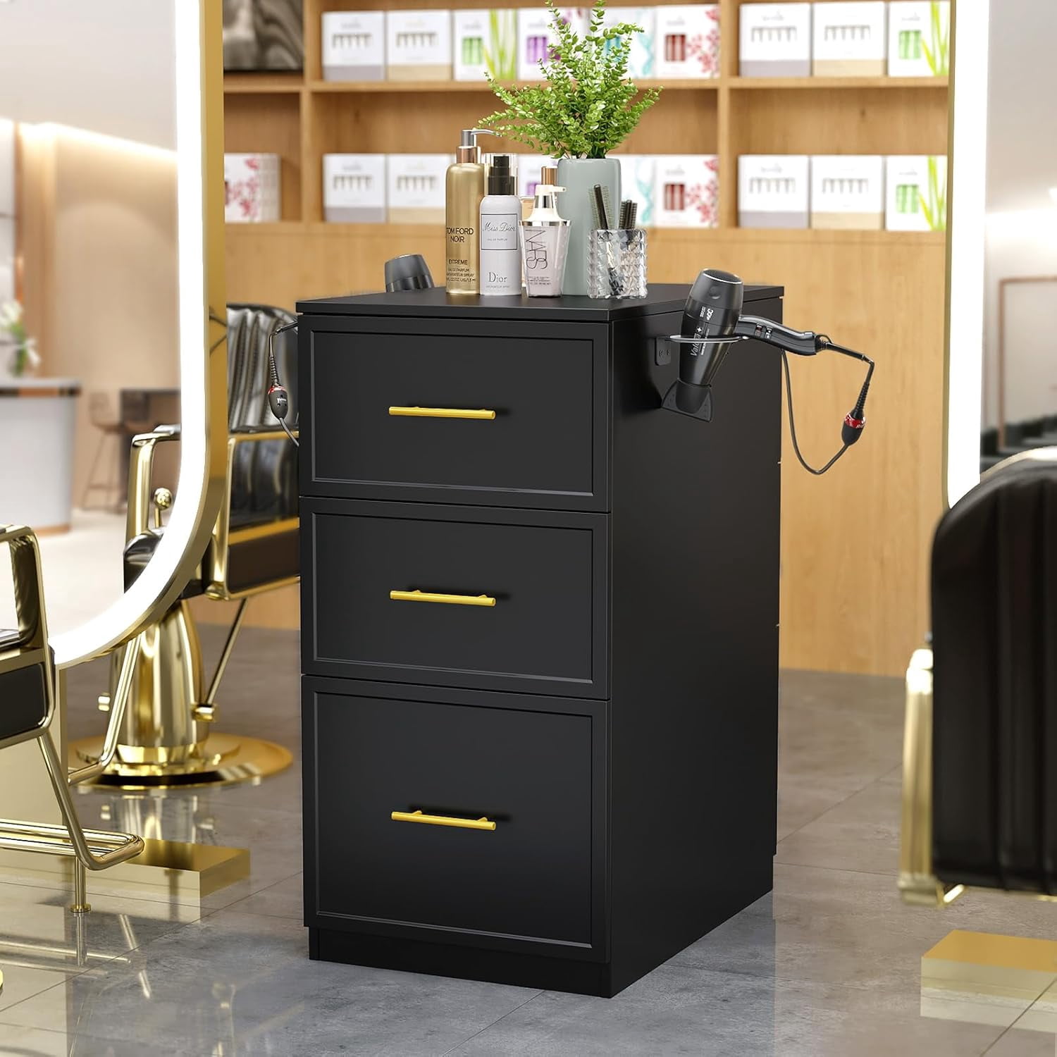 OmySalon Salon Stations for Hair Stylist, Double-Sided Barber Station ...