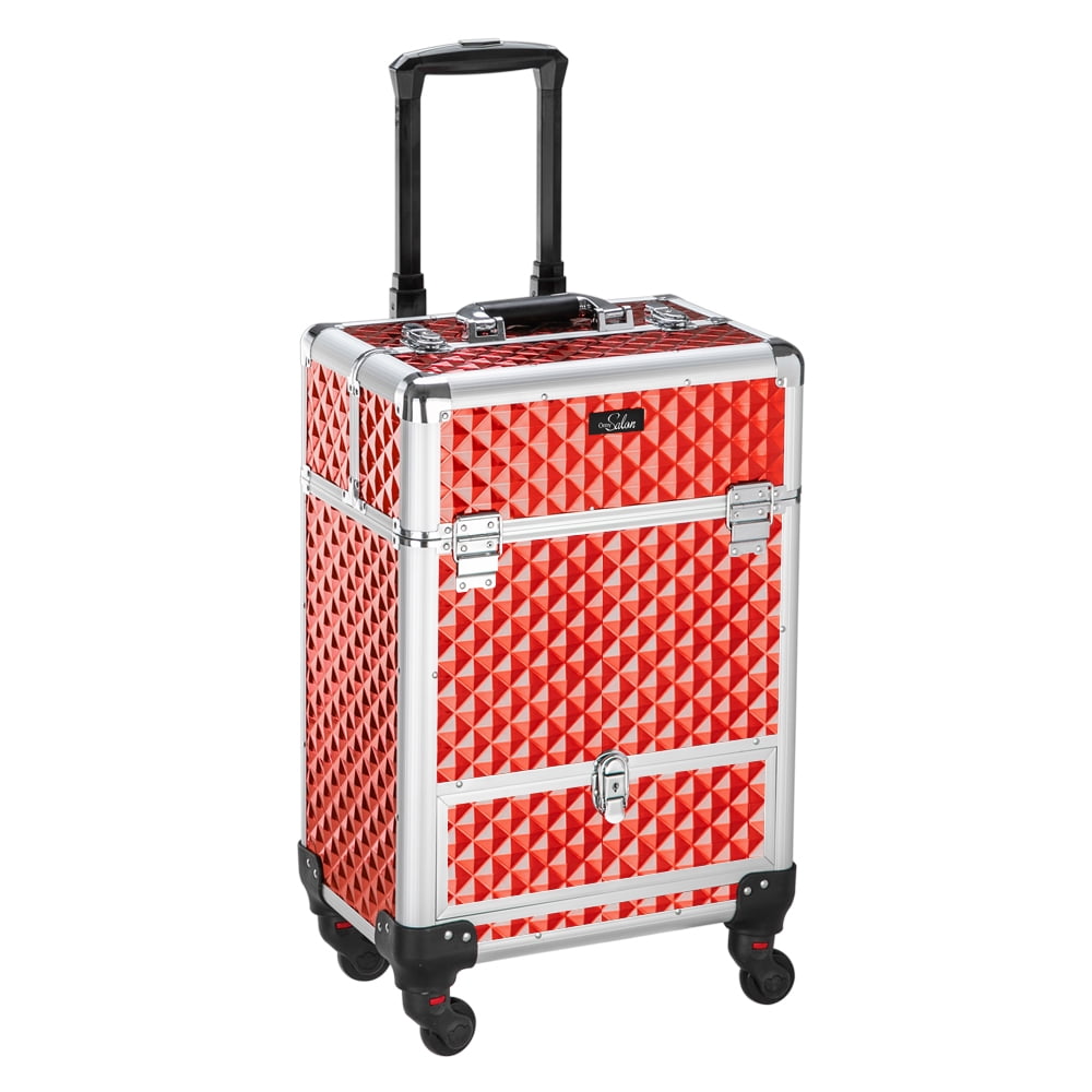Omysalon Professional Makeup Artist Train Case Trolley with Wheels and ...