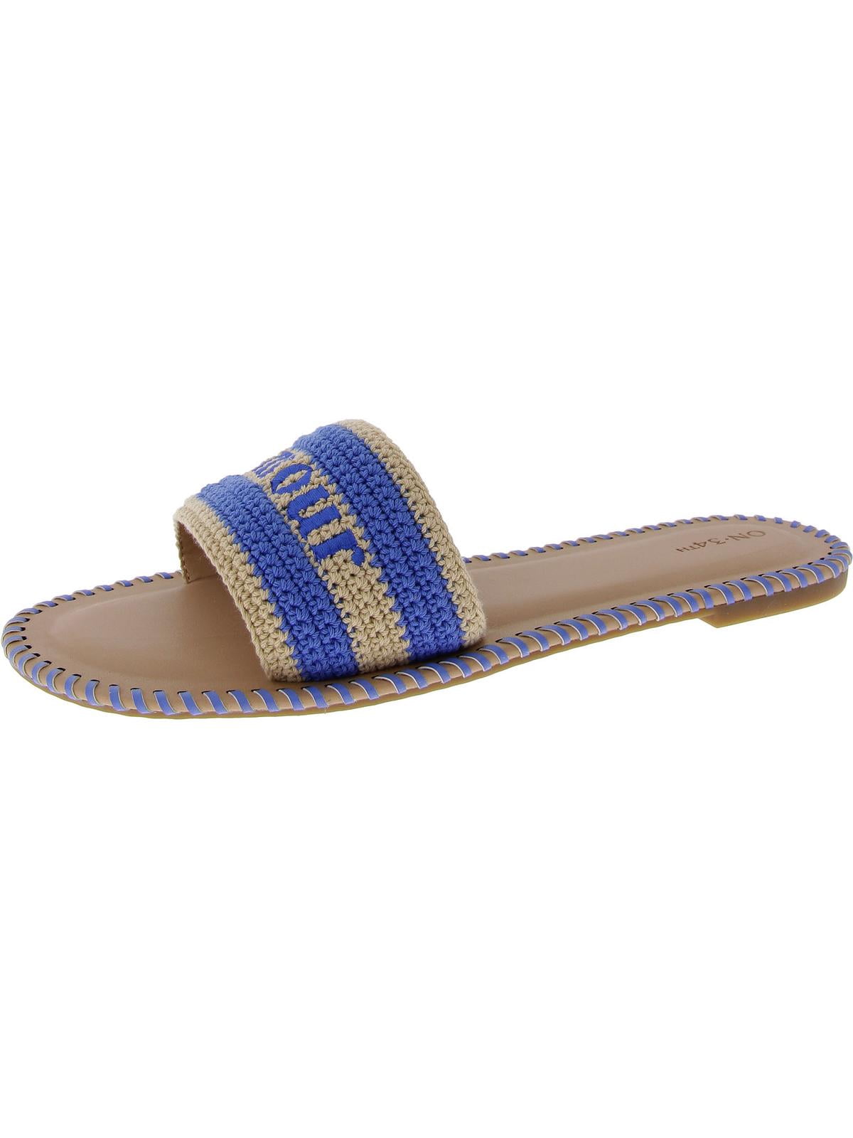 On 34th Womens Madelyn Striped Open Toe Slide Sandals - Walmart.com