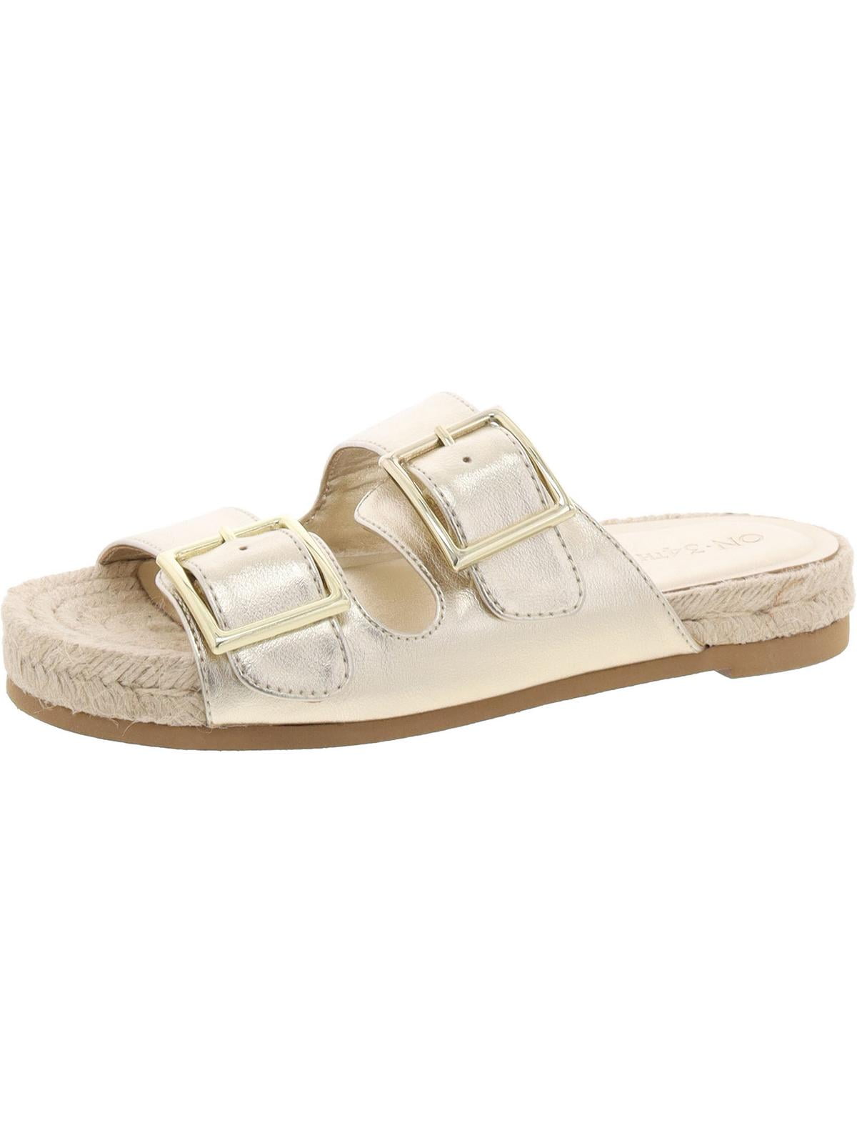 On 34th Womens Milaa Faux Leather Buckle Slide Sandals - Walmart.com