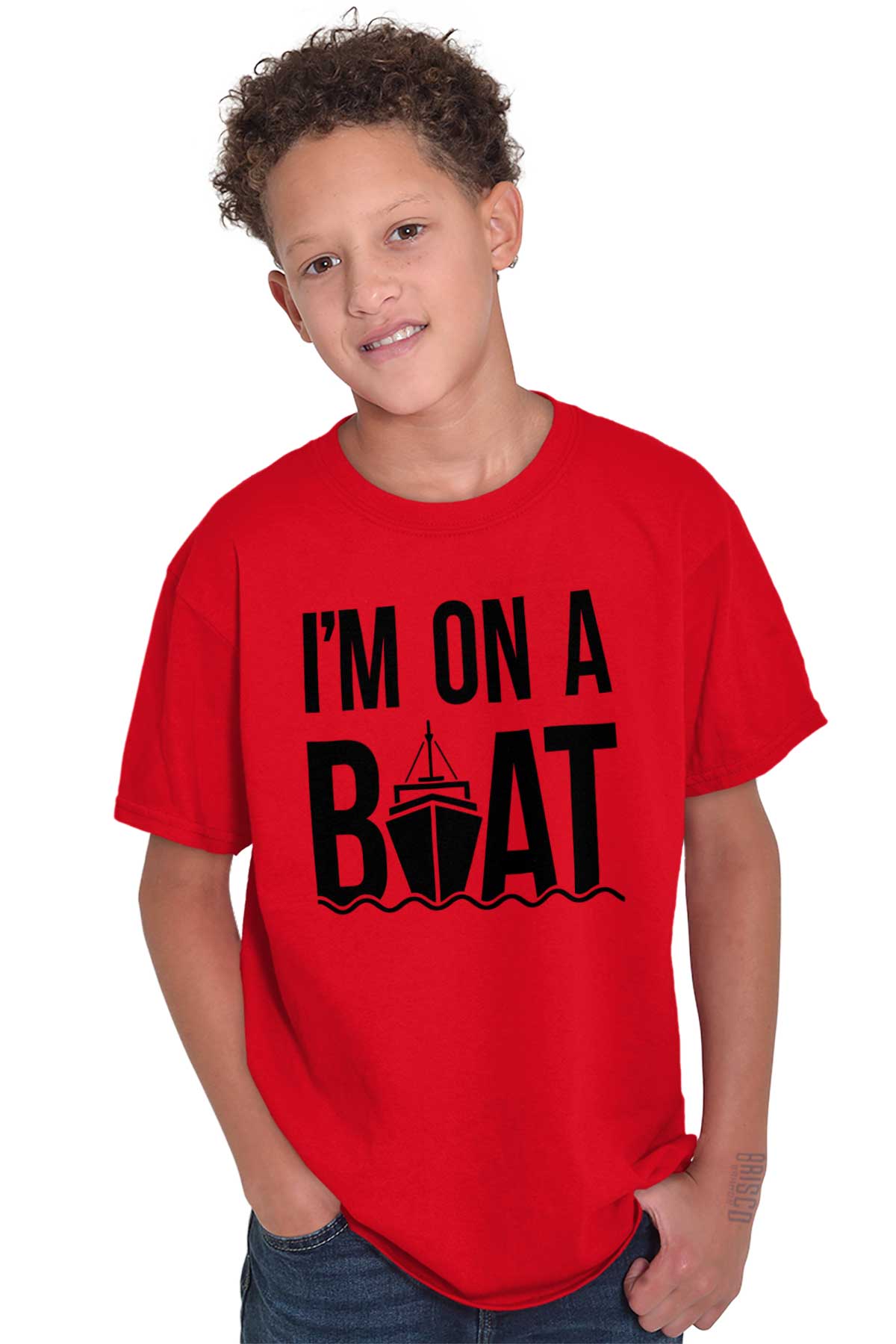 On A Boat Fishing Cruise Ship Angler Crewneck T Shirts Boy Girl Teen ...