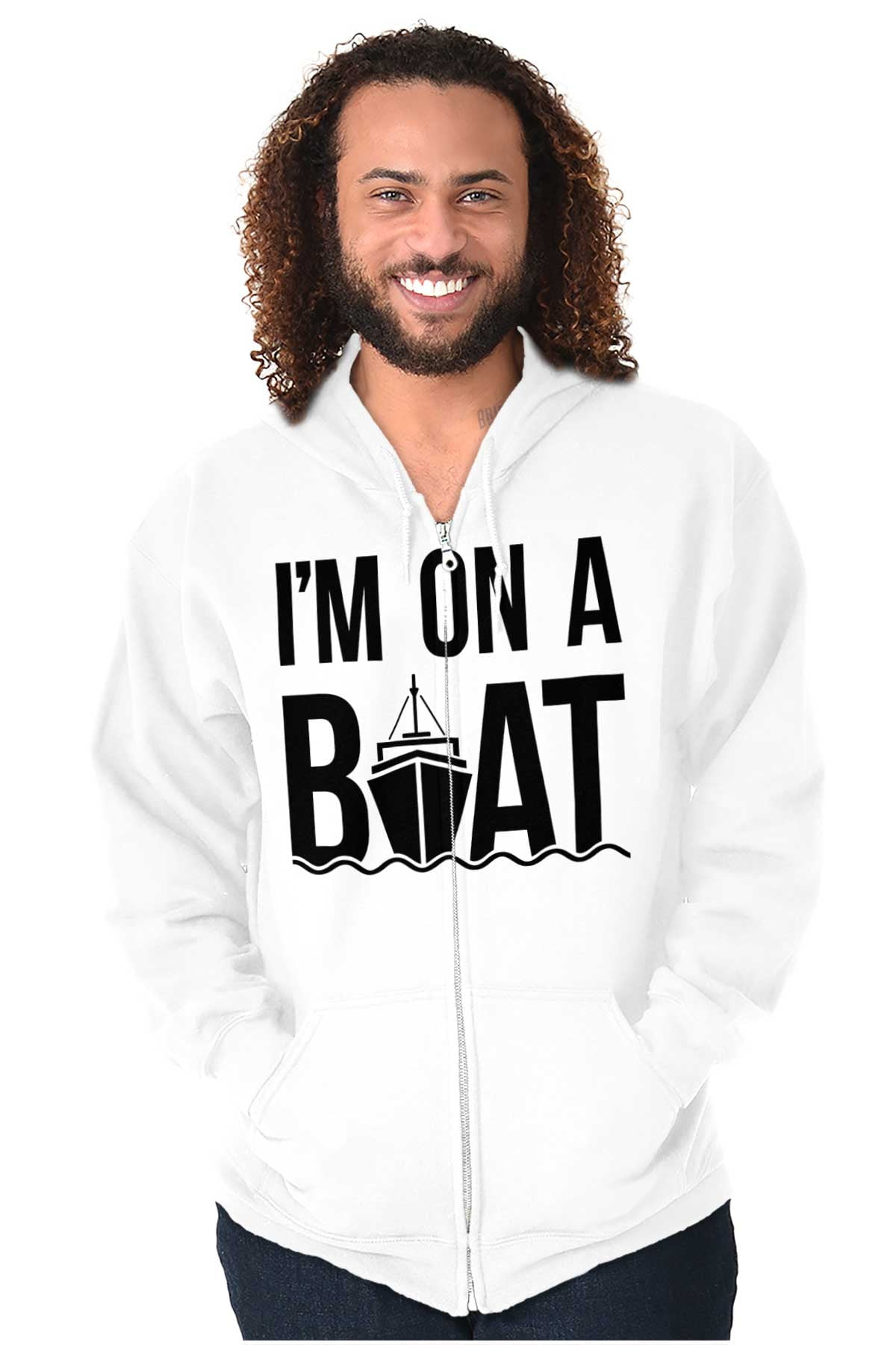 On A Boat Fishing Cruise Ship Angler Zip Up Hoodie Men's Women's Brisco ...