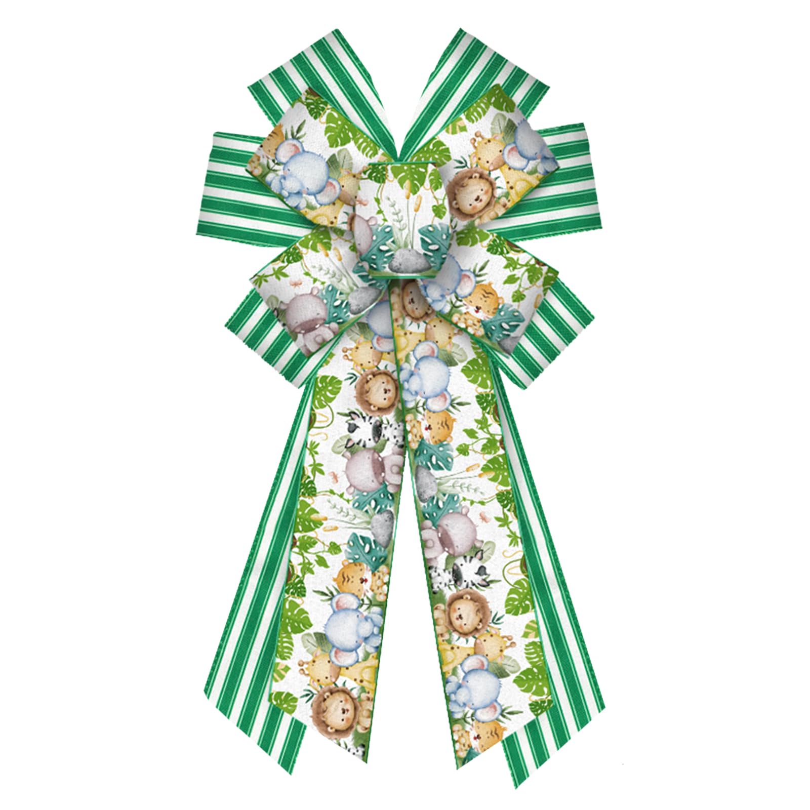 On-Airstore Large WoodlandEGSC Animal Wreath Bows Green Stripe Burlap ...