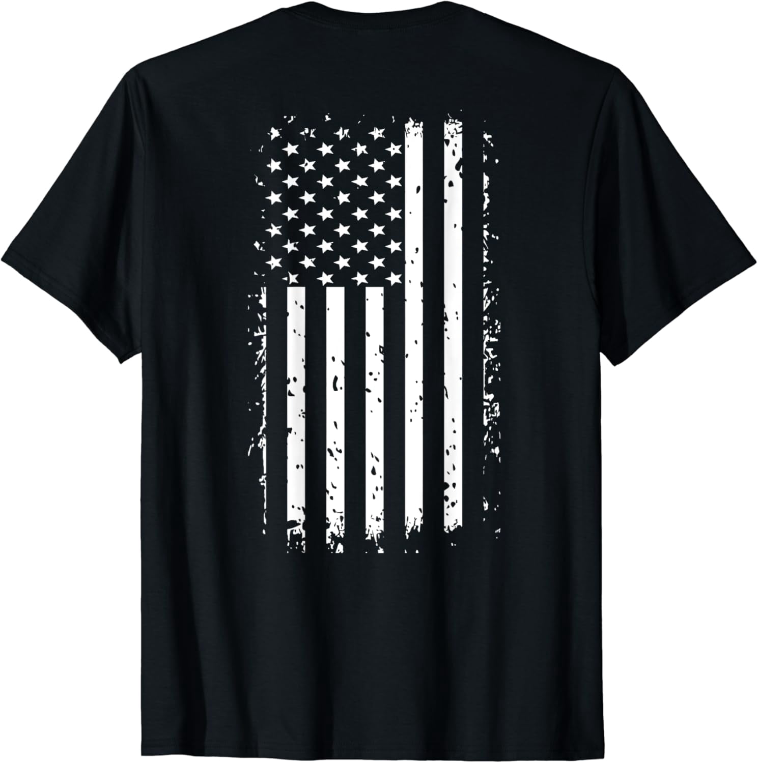(On Back) American Flag Patriotic Retro USA Distressed Flag T-Shirt ...