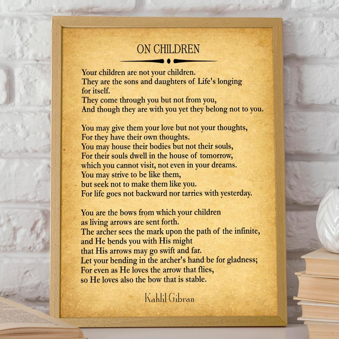On Children Poem By Kahlil Gibran Quote The Prophet Wall Art, Modern ...